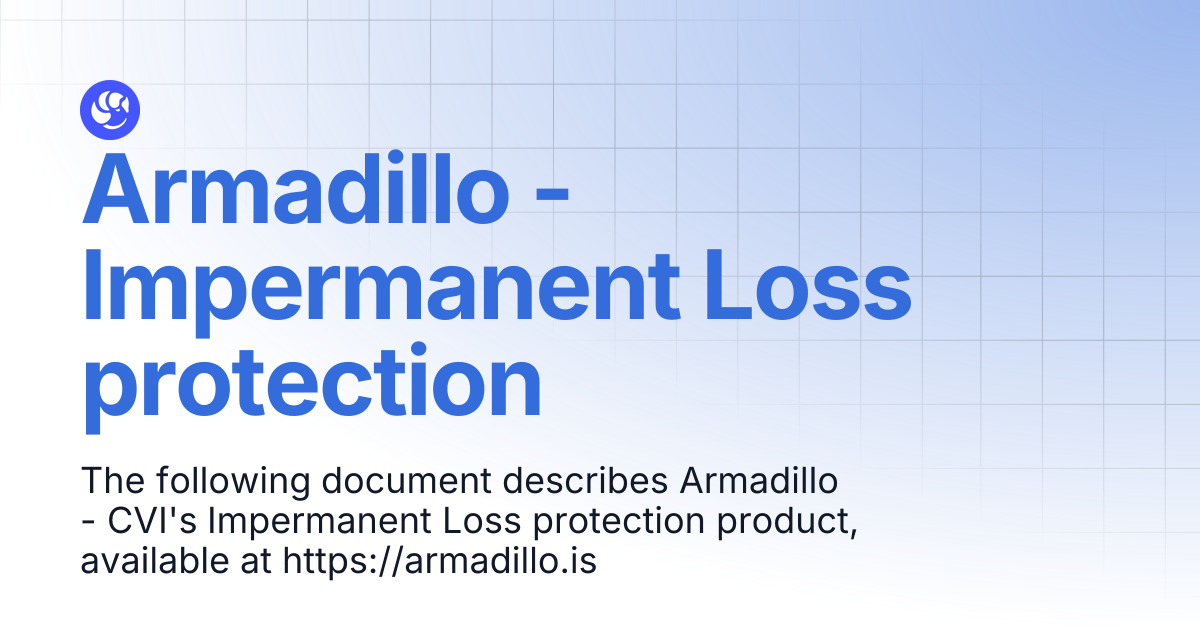 Armadillo - Impermanent Loss protection | Armadillo - Impermanent Loss ...